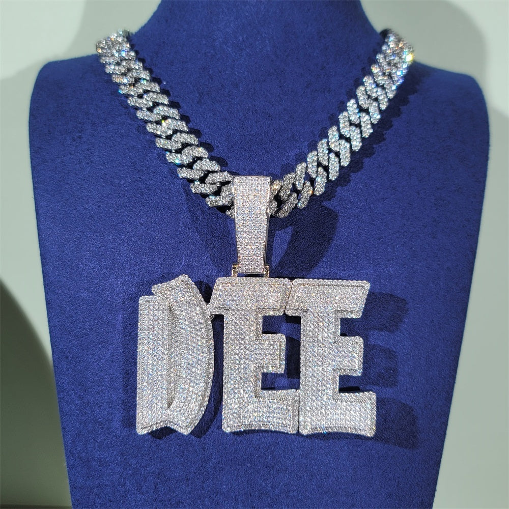 Custom Big Name Plate Pendants with 12mm Cuban Link Chain – DOBLING JEWELRY