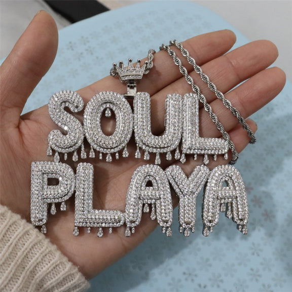 Custom Icy Drippy Bubble Letter Name Necklace Rope Chain – DOBLING JEWELRY